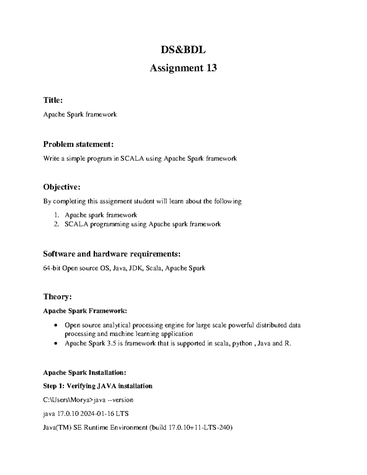 Dsbda Assignment 13 Dsandbdl Assignment 13 Title Apache Spark Framework Problem Statement 7481