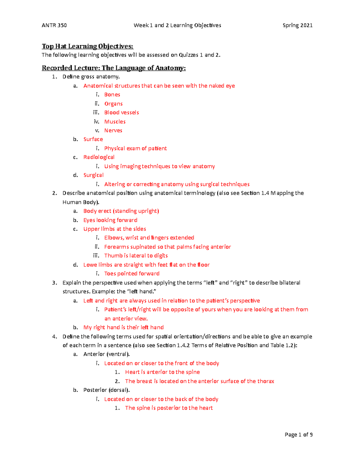 Week 1 and 2 Learning Objectives SS21 - Top Hat Learning Objectives ...