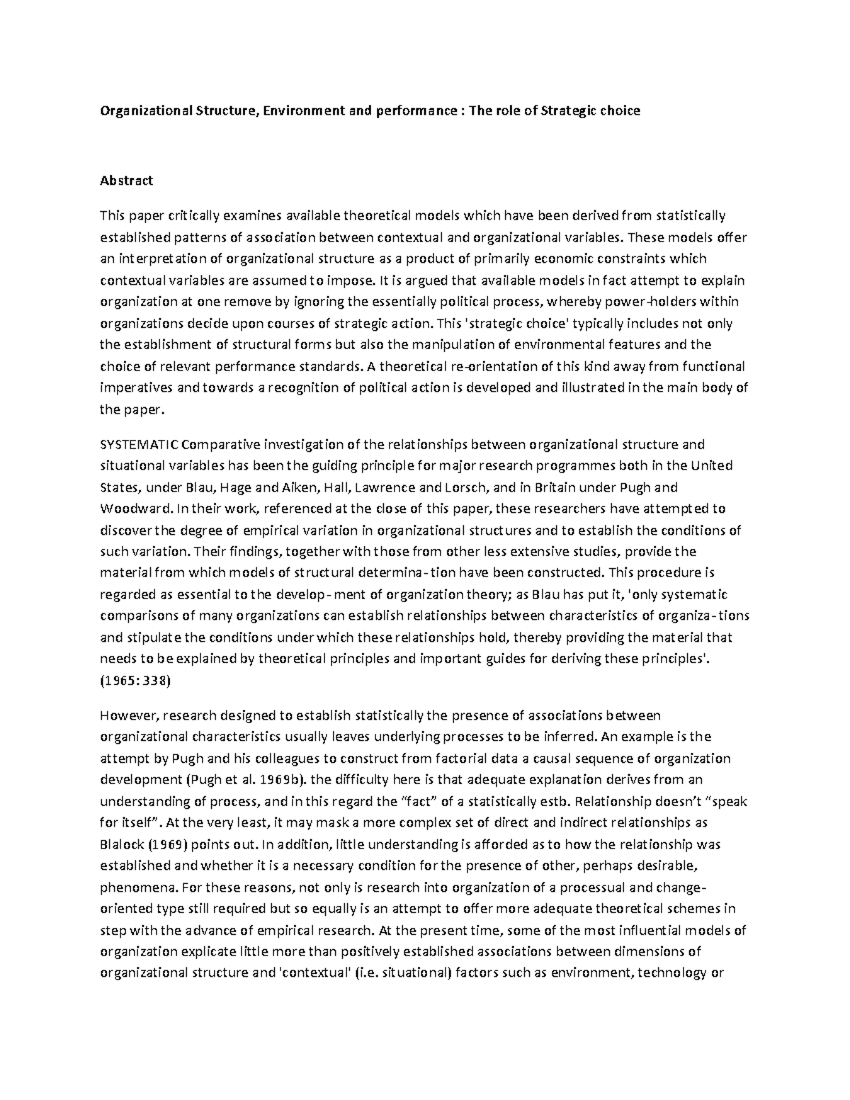 Organizational Structure - These models offer an interpretation of ...