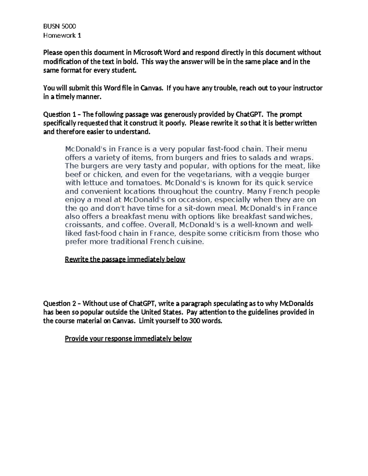 Busn 5000 week 1 hw - BUSN 5000 Homework 1 Please open this document in ...