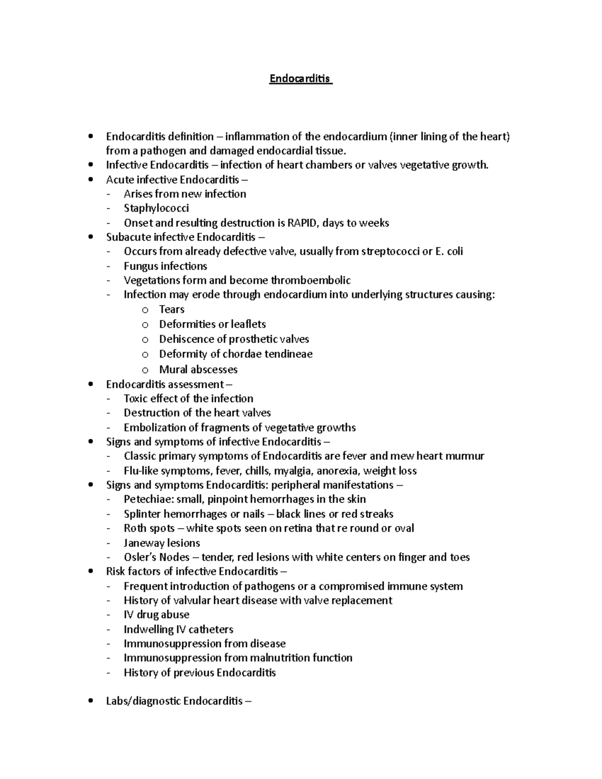 Endocarditis - lecture notes - Endocarditis Endocarditis definition ...