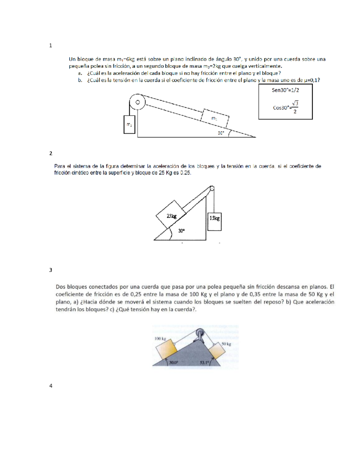 Taller c dinámica - Ejercicios de estática para reforzar conceptos básicos. - 1 Un bloque de ...