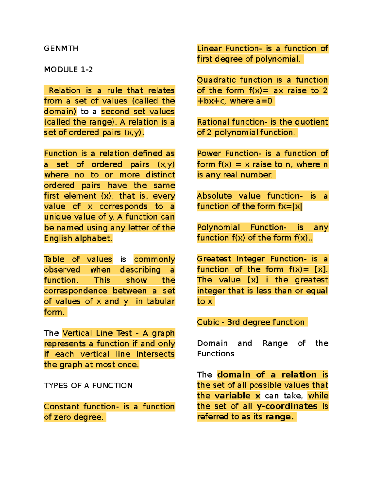 GENRAL MATHEMATICS NOTES - GENMTH MODULE 1- Relation is a rule that ...