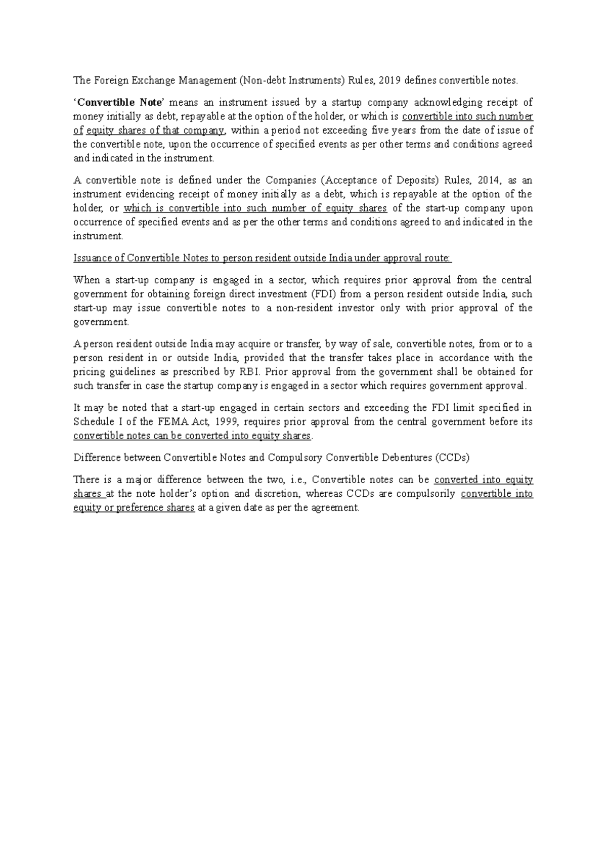 Research - Convertible Note - The Foreign Exchange Management (Non-debt ...