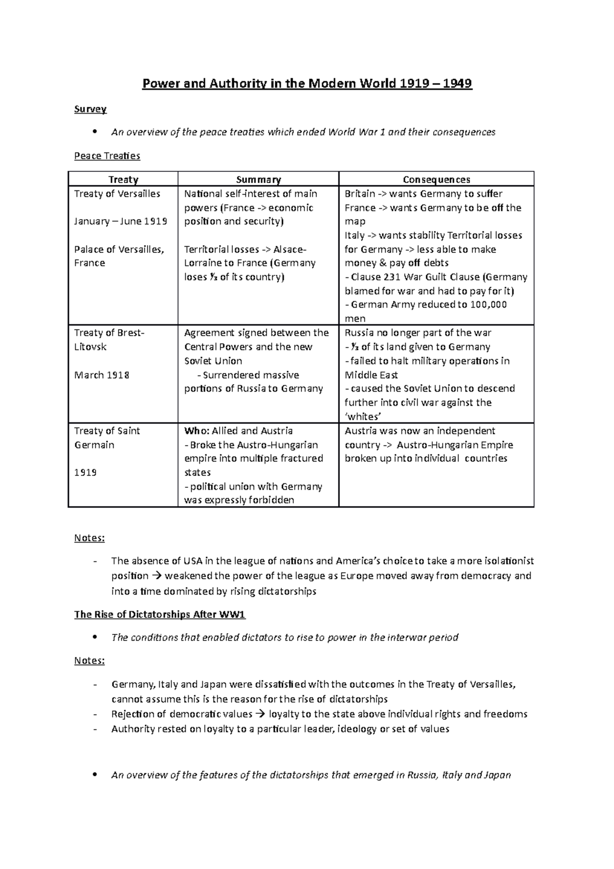 Power and Authority in the Modern World 1919 – 1949 - Power and ...