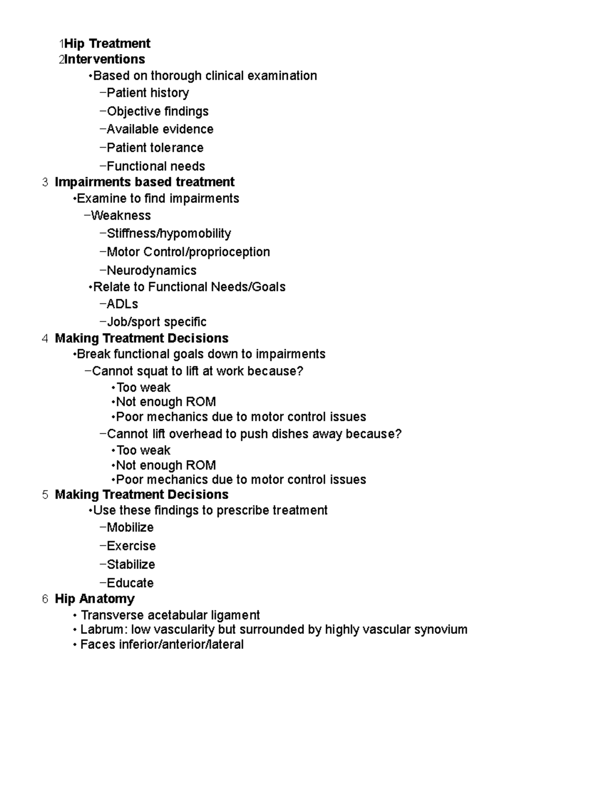Hip Treatment Lecture - 1 Hip Treatment 2 Interventions •Based on ...