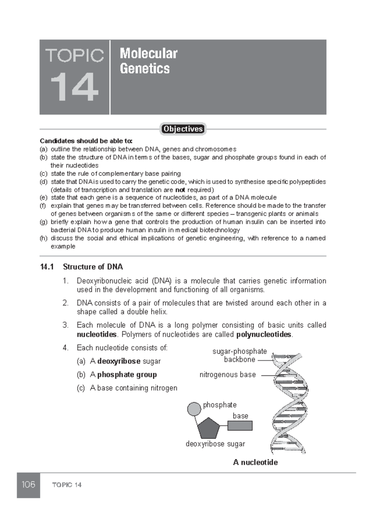 112 - hello - 106 TOPIC 14 14 Structure of DNA 1. Deoxyribonucleic acid ...
