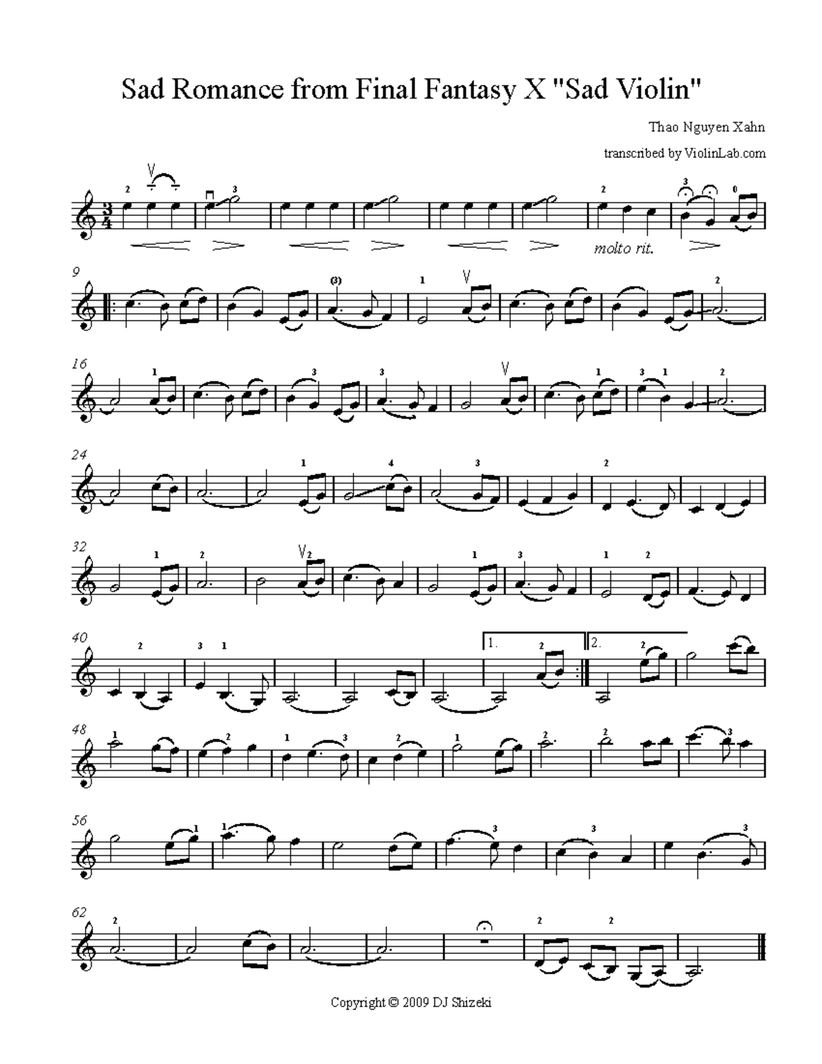 Sad Romance Violin - I don't know - Copyright © 2009 DJ Shizeki molto ...