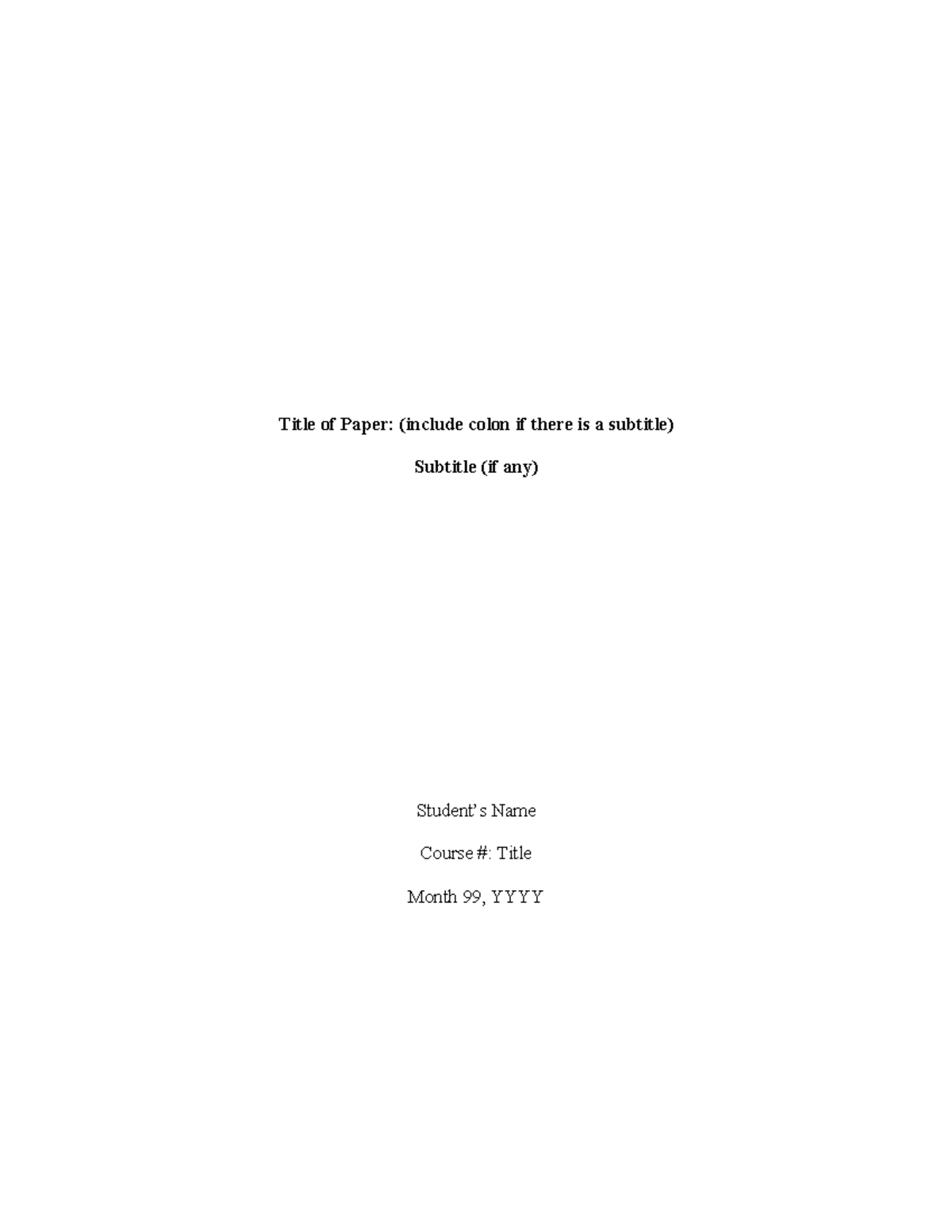 Turabian 9 Template - STyle guide - Title of Paper: (include colon if ...