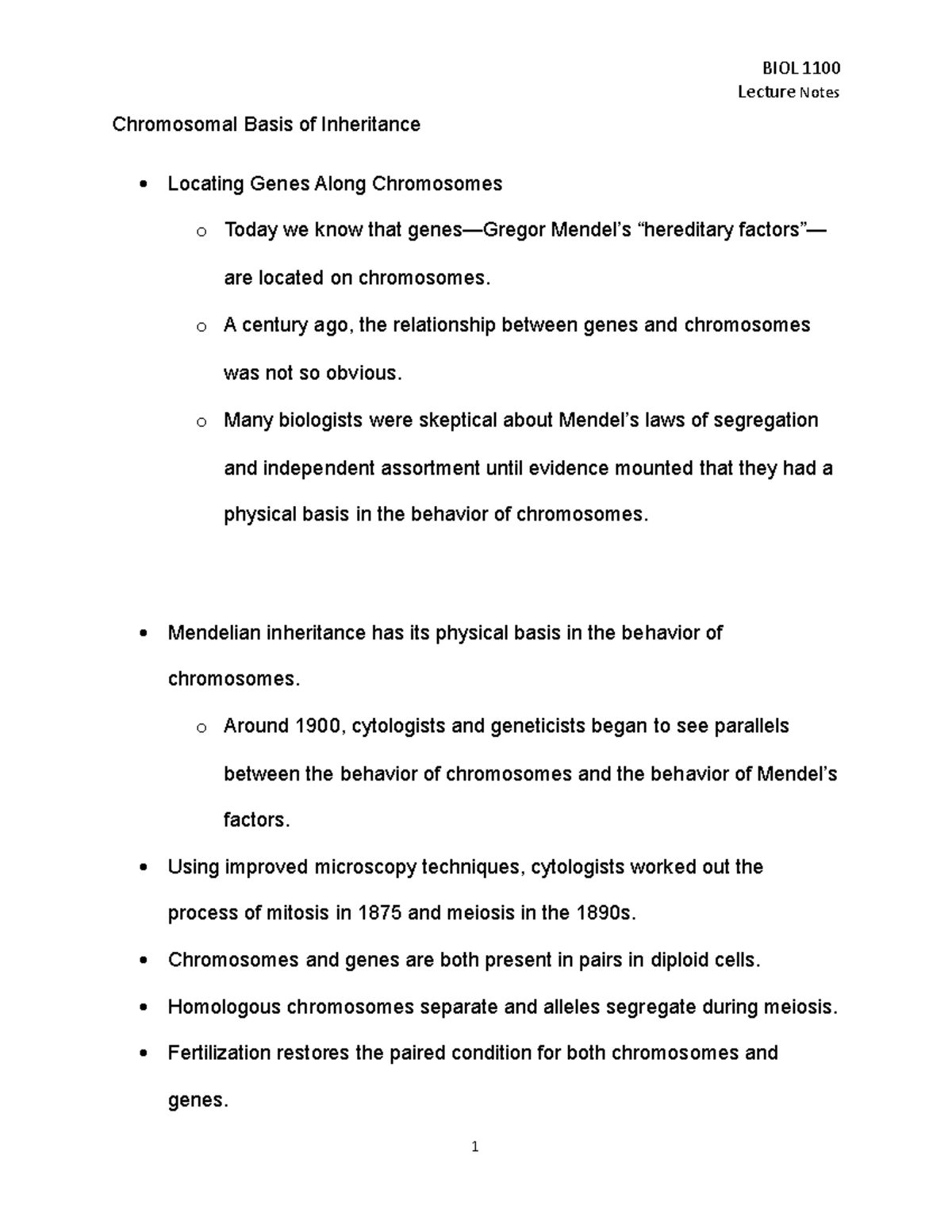 2021-BIOL1100-Chromosomal Basis of Inheritance-Lecture-Notes ...