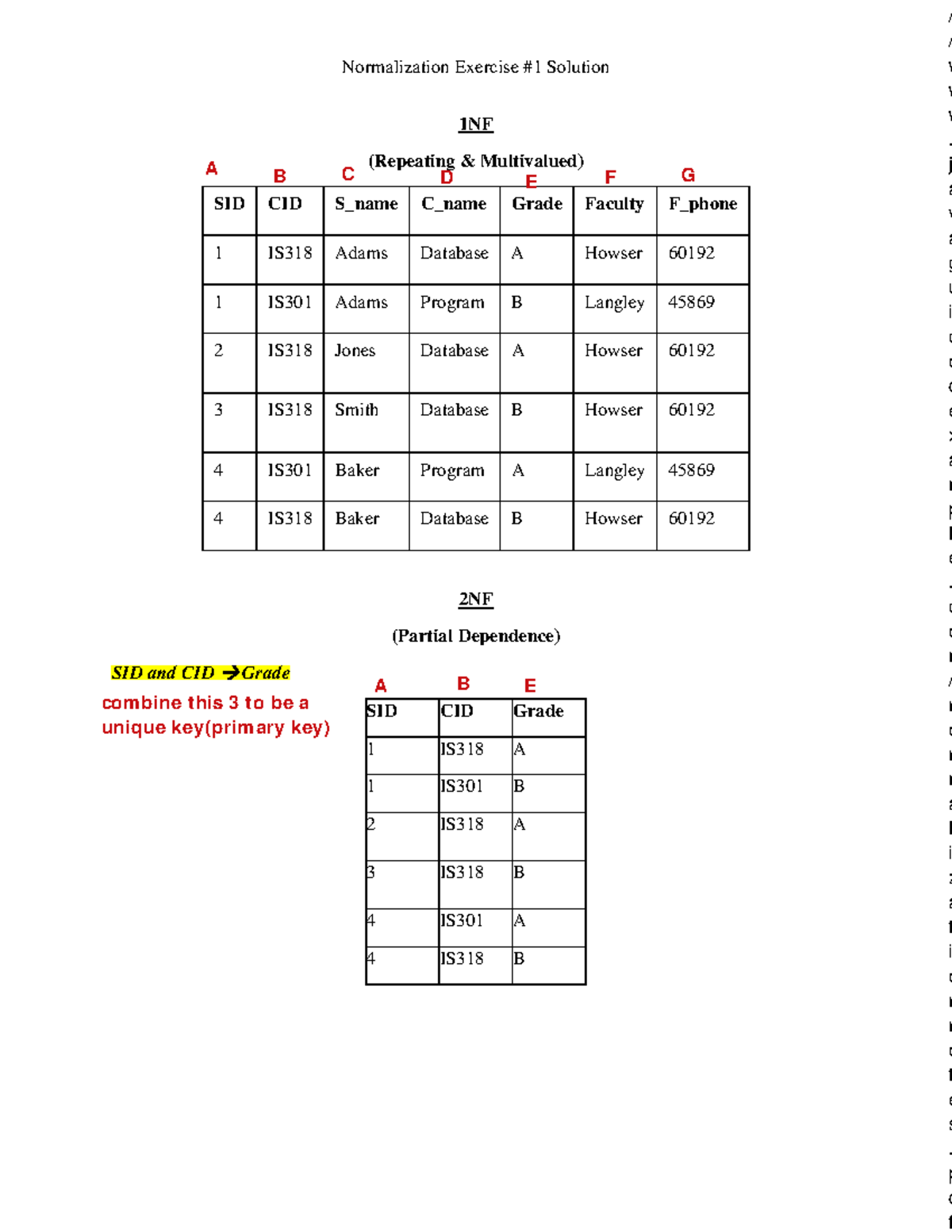Normalization-exercise-solutions - 1NF (Repeating & Multivalued) SID ...