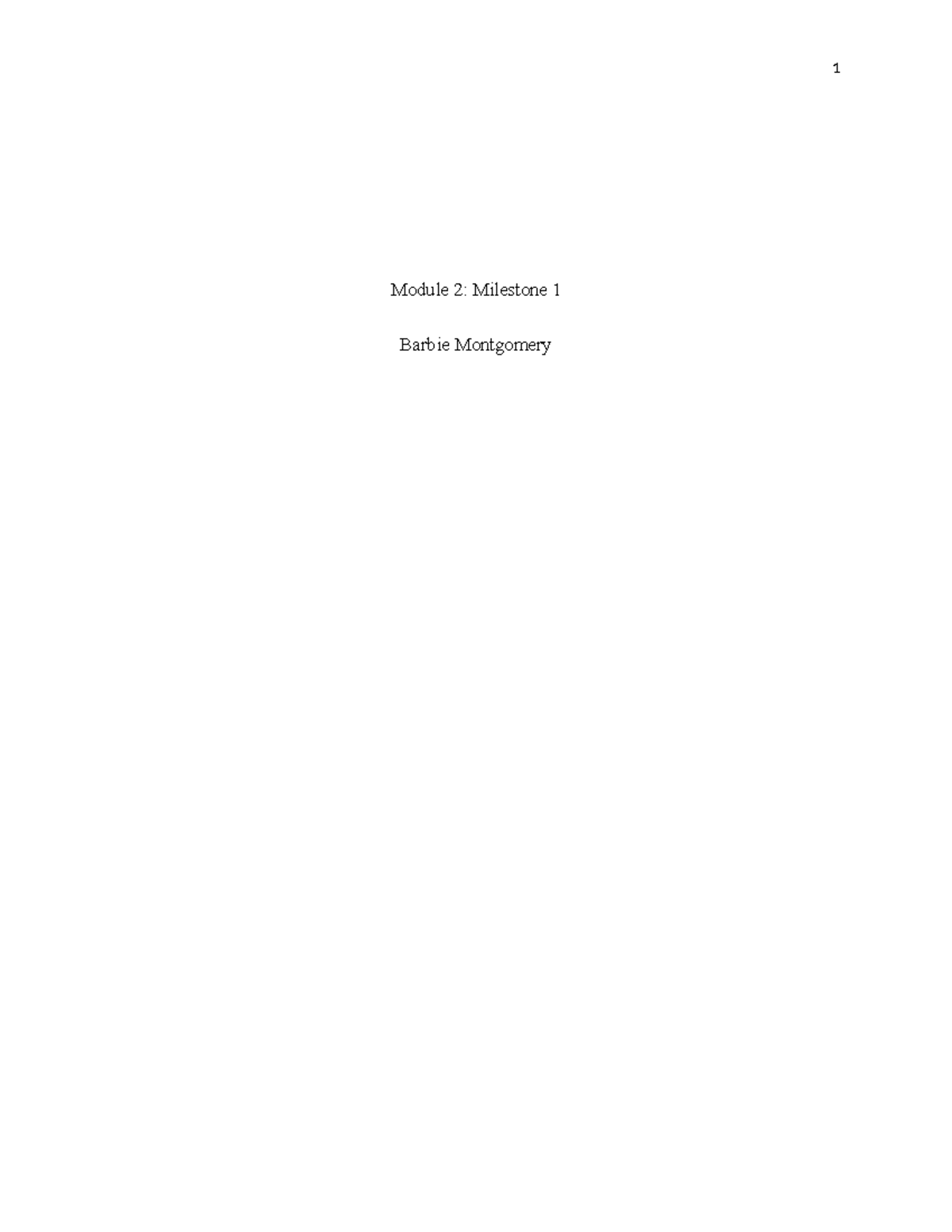 FIN 320 Module 2-2 milestone one assignment - Module 2: Milestone 1 ...