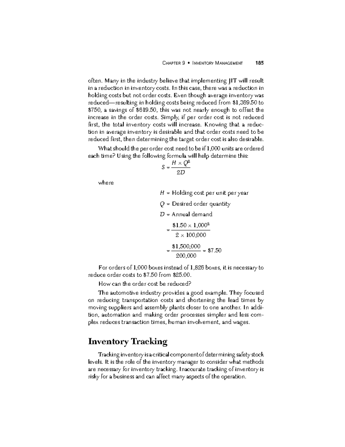 Split PDFFile 185 to 188 - CHAPTER 9 • INVENTORY MANAGEMENT 185 often. Many in the industry ...