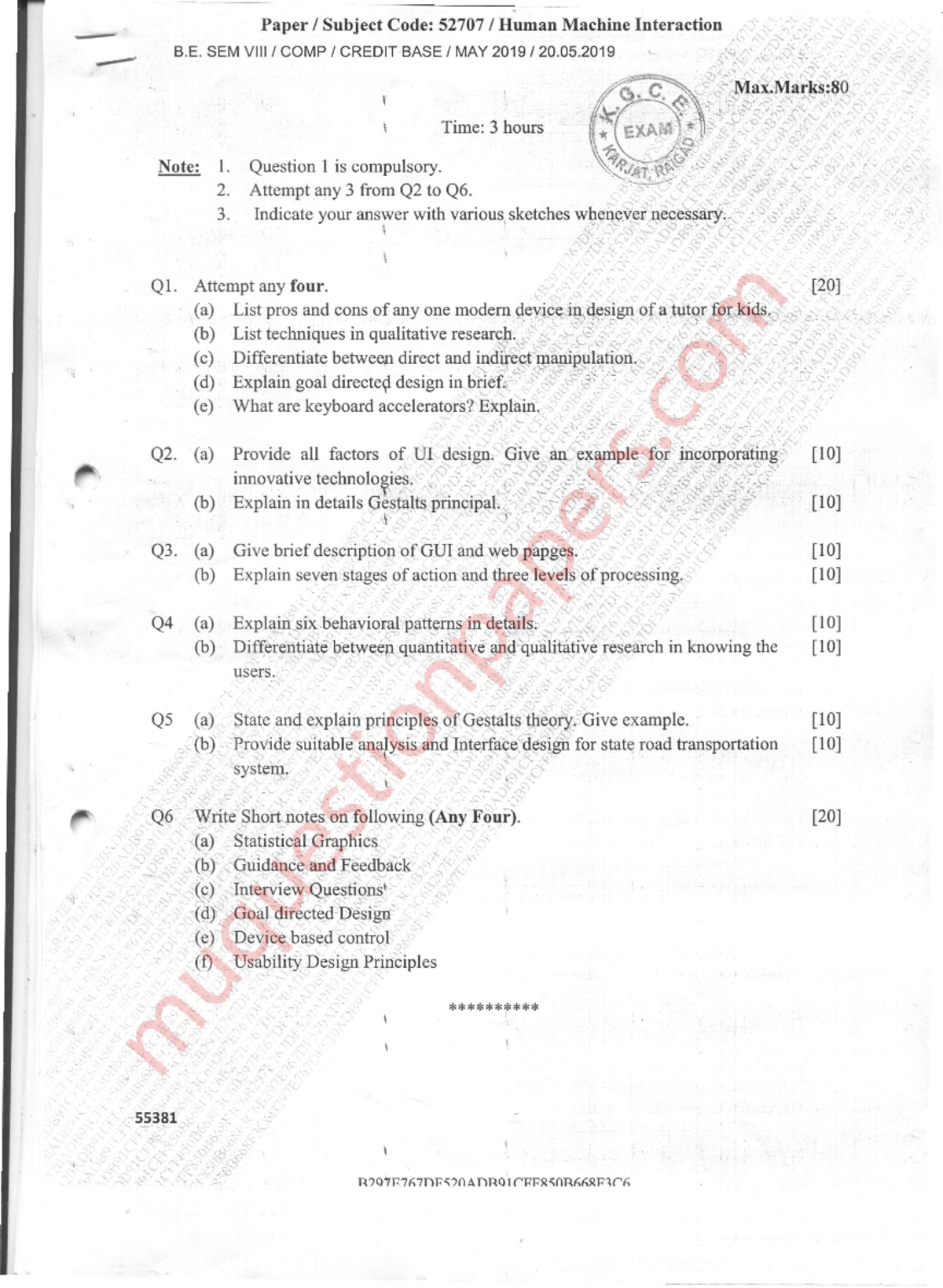 BE-Comps SEM8 HMI MAY19 - Computer Engineering - Studocu