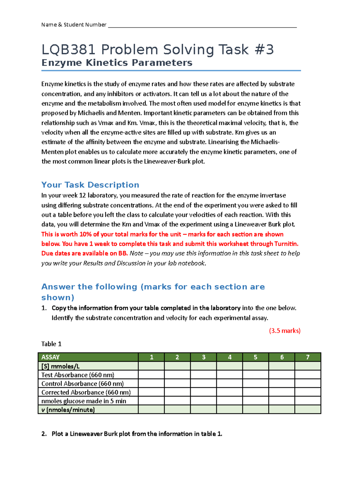 LQB381 Problem Solving Task #3 student - Name & Student Number - Studocu