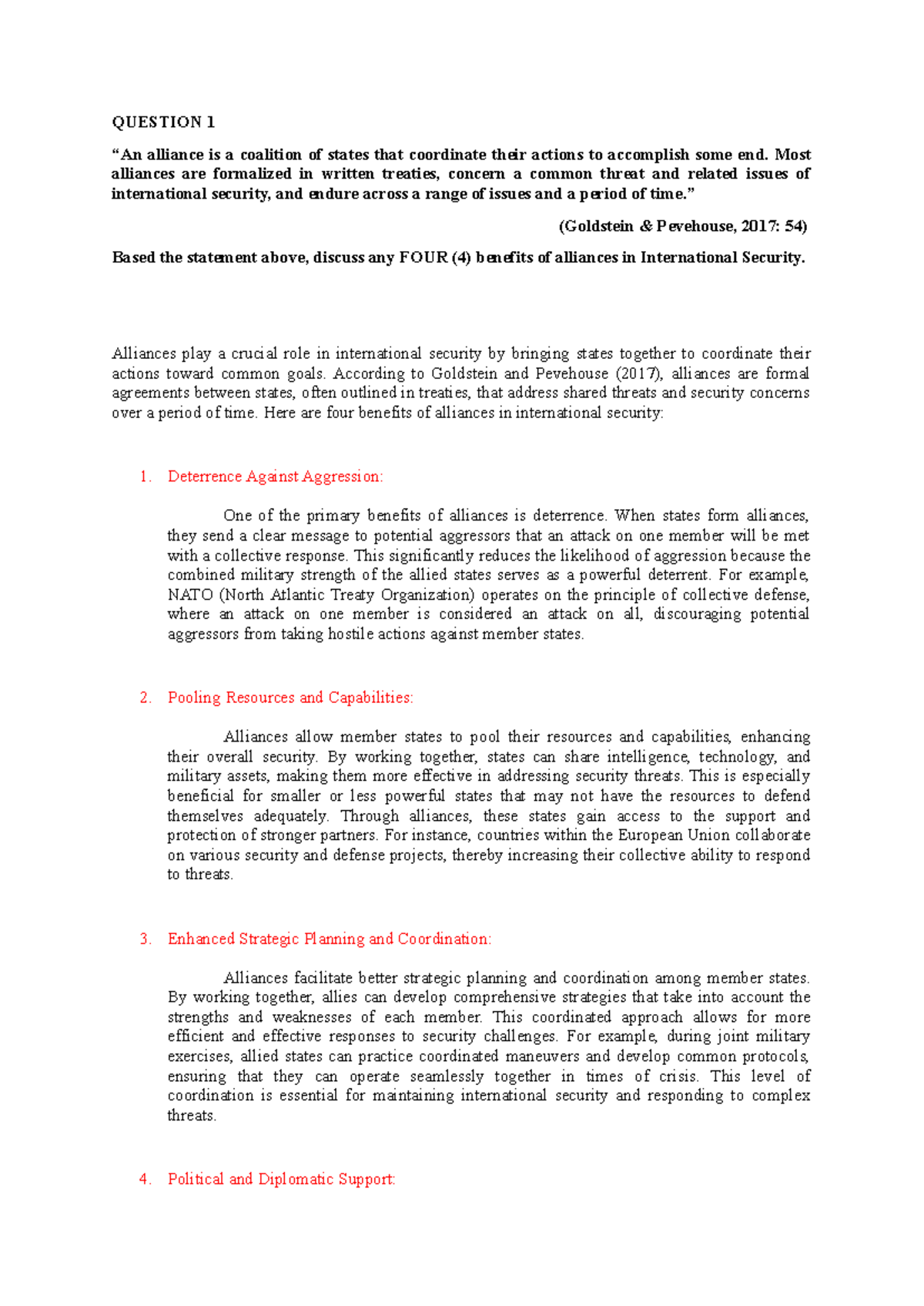 Tutorial Revision for Exam Paper - QUESTION 1 “An alliance is a ...