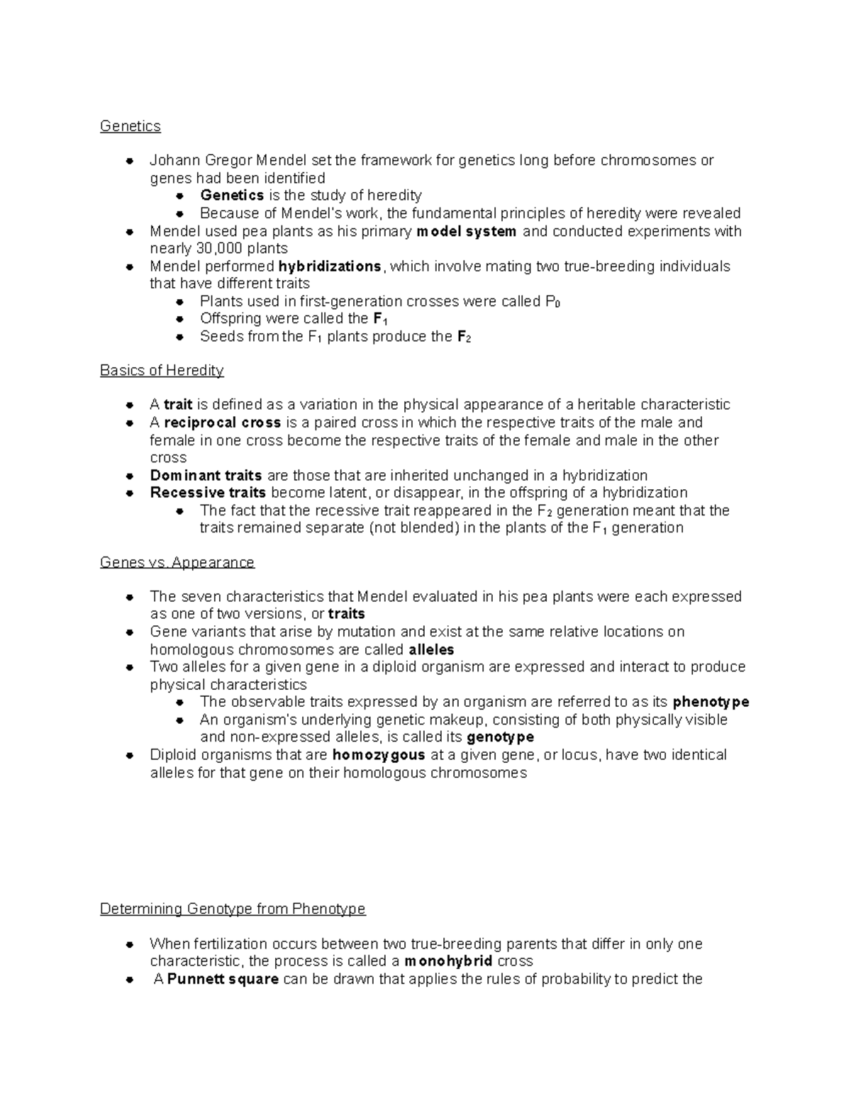 Biology Notes #11 Trait Inheritance - Genetics Johann Gregor Mendel set ...