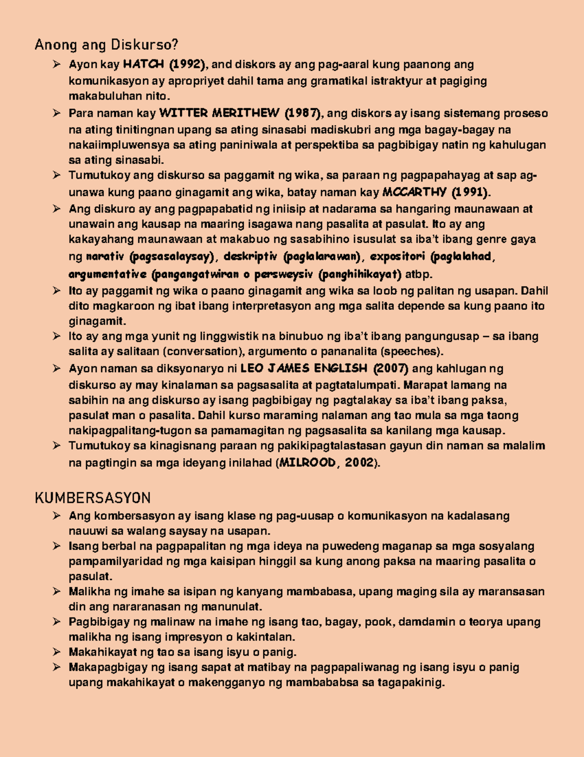Lesson ( Diskurso- Kultura) - Anong ang Diskurso? Ayon kay HATCH (1992), and diskors ay ang ...
