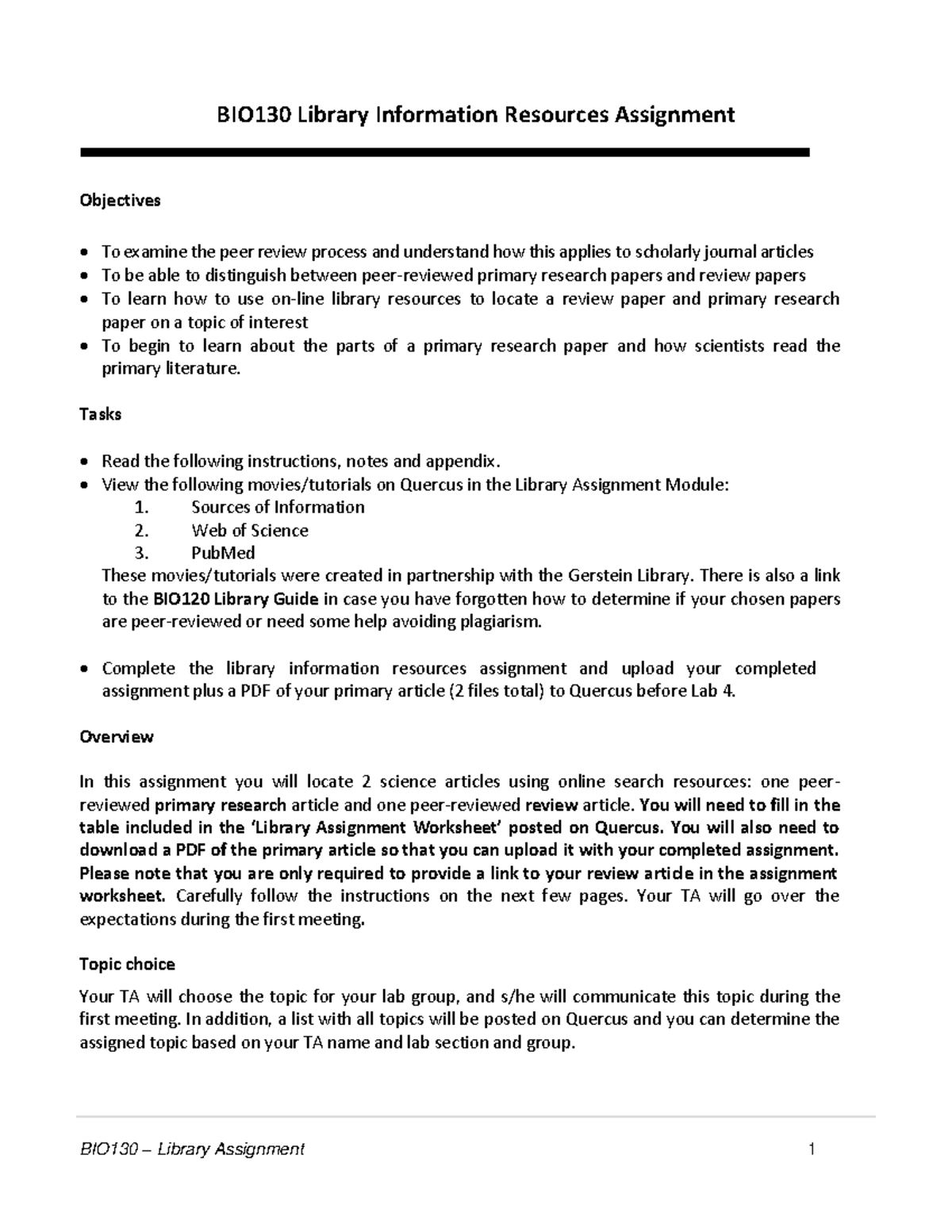 Library Assignment Instructions 2024 - BIO 130 Library Information ...