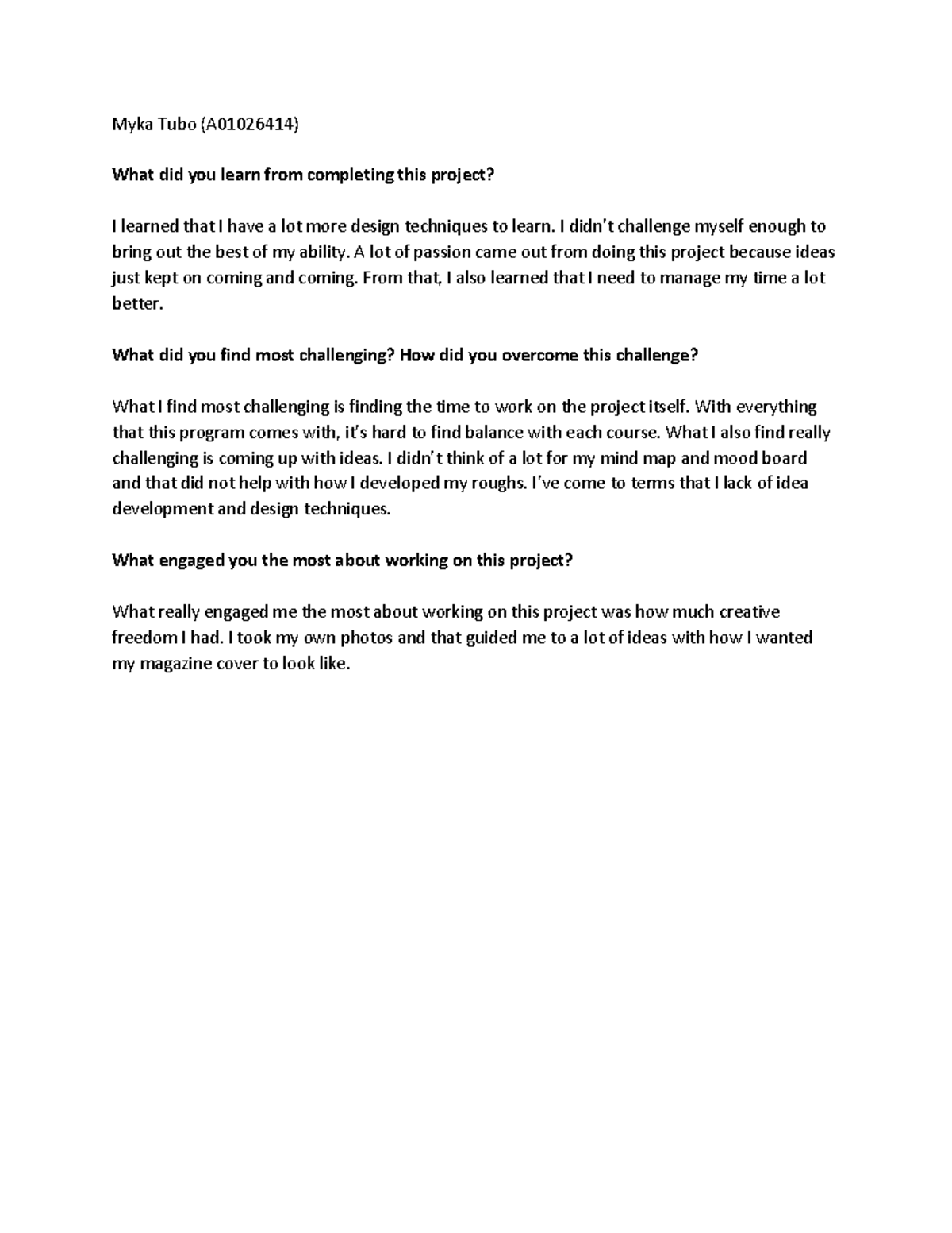 Design Aesthetics project 1 reflection - Myka Tubo (A01026414) What did ...