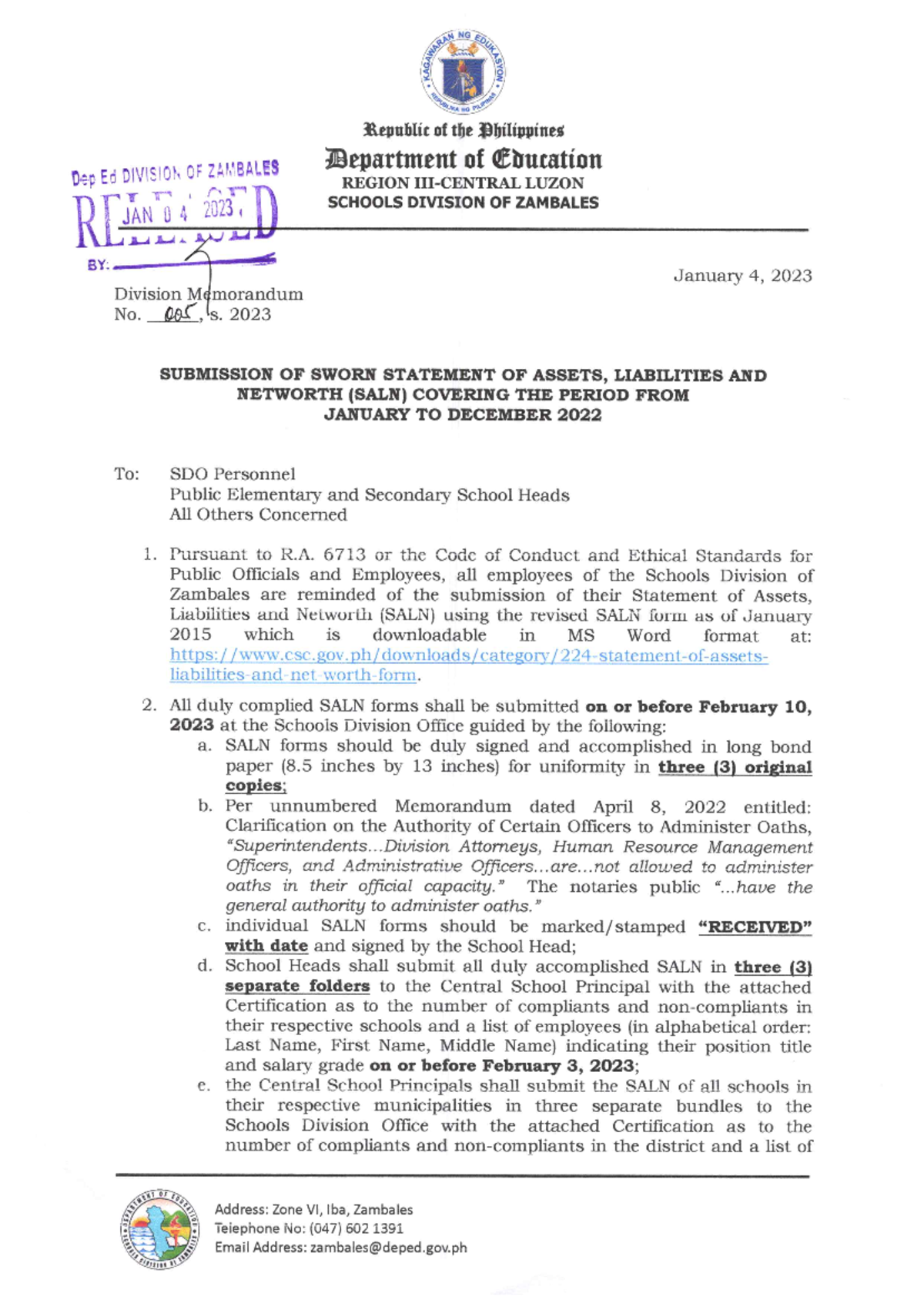 DM-No.-005-s.-2023-Submission-of-Sworn-Statement-of-Assets-Liabilities ... DM-No.-005-s.-2023-Submission-of-Sworn-Statement-of-Assets-Liabilities ...