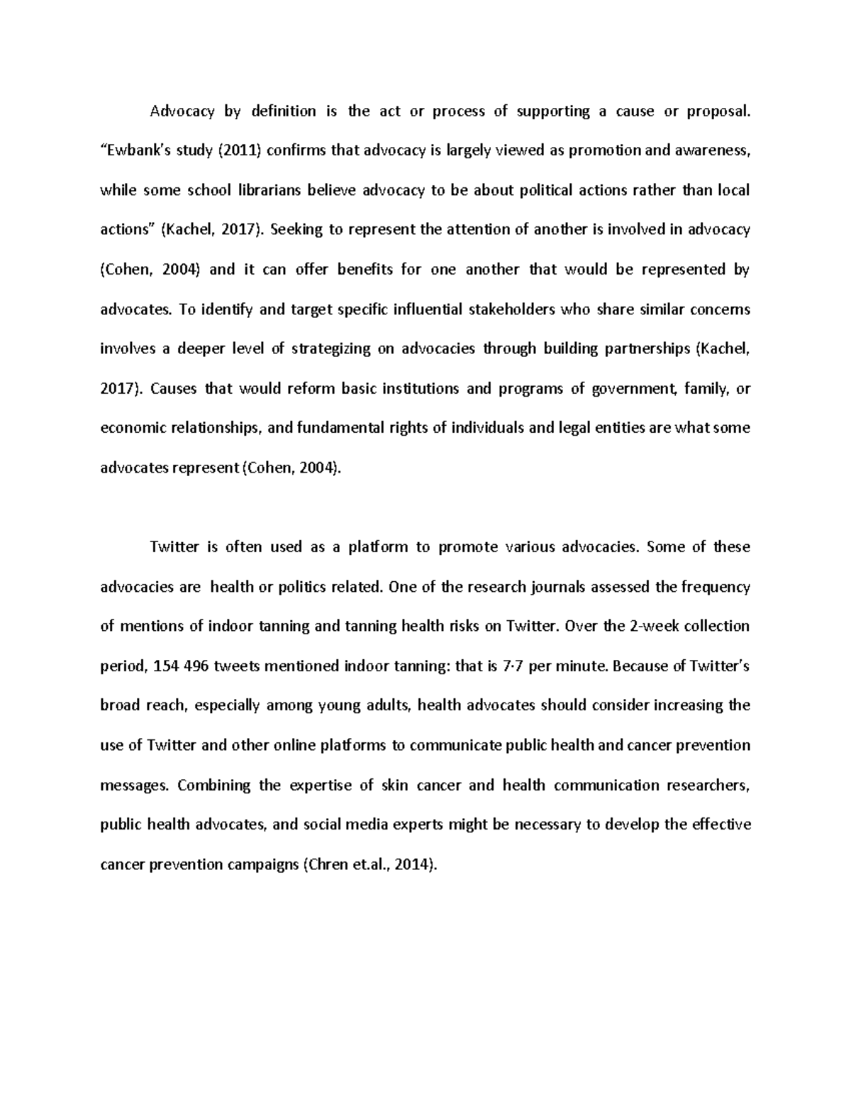 Doc-1 - vhgh - Advocacy by definition is the act or process of ...