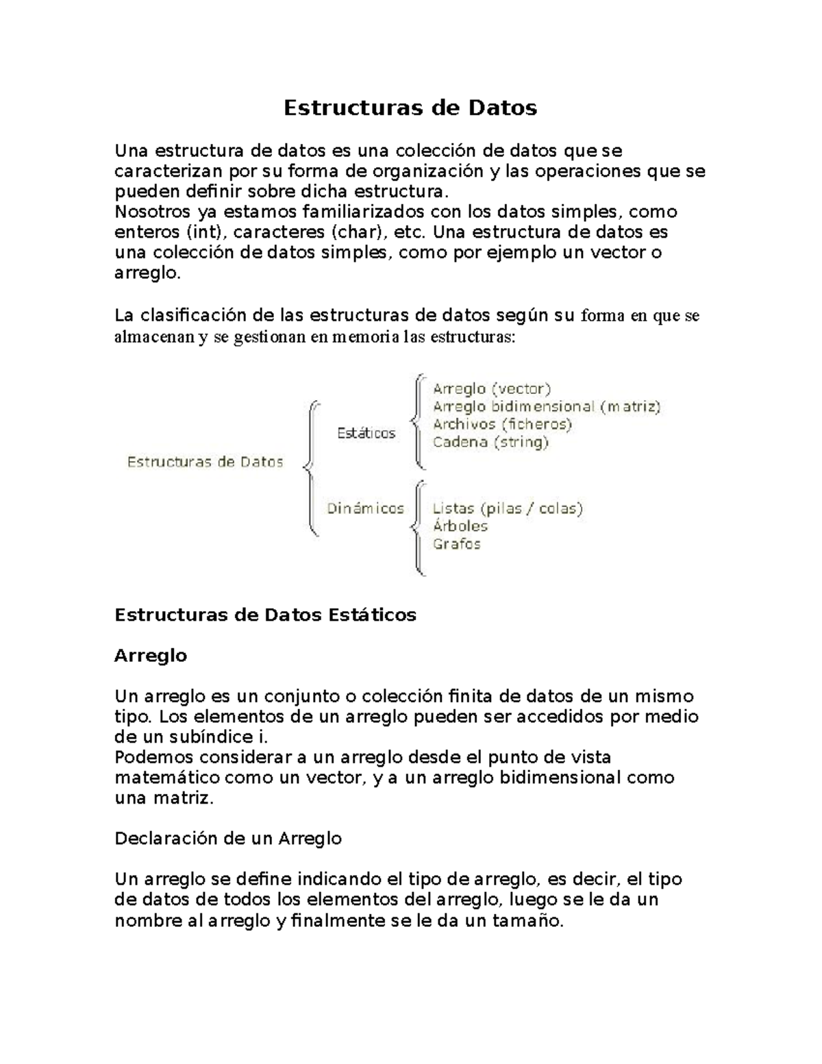 Estructuras de Datos- Estáticas Teoría curso de Estructura de Datos ...