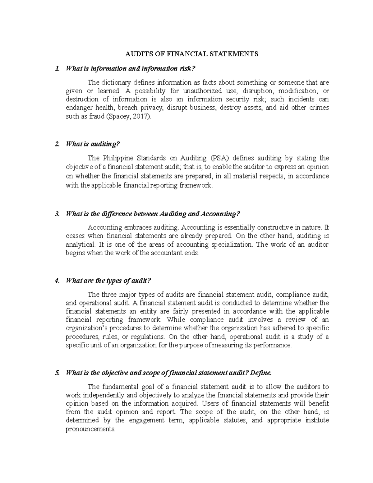 MHW05 - AUDITS OF FINANCIAL STATEMENTS - AUDITS OF FINANCIAL STATEMENTS ...