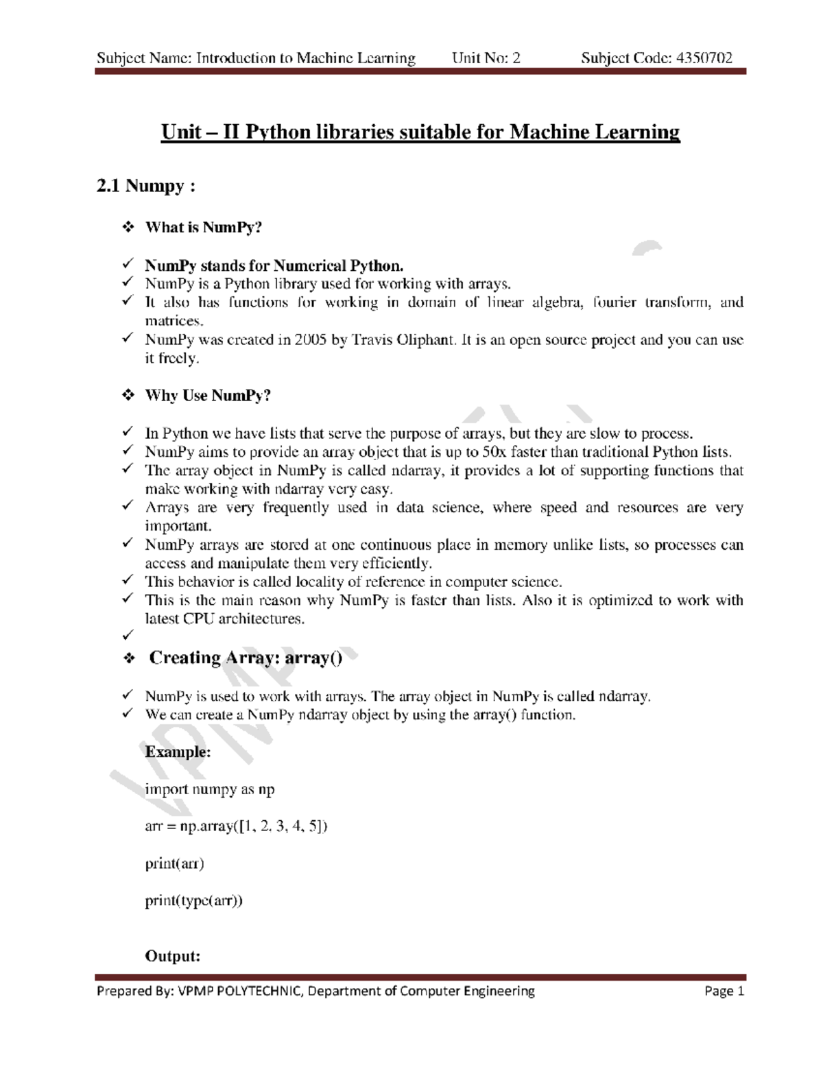 Iml-unit-2 - Machine learning - Studocu