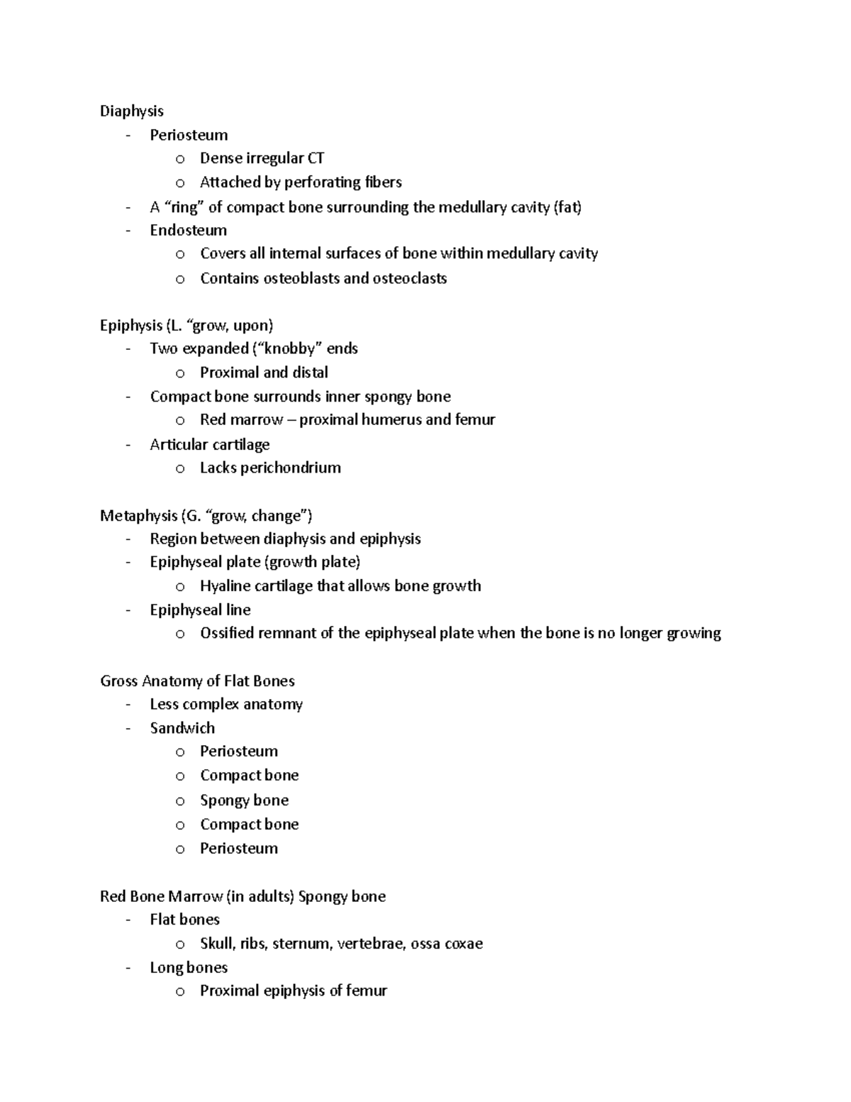 Diaphysis - Chapter 6: bone parts lecture notes - Diaphysis ...
