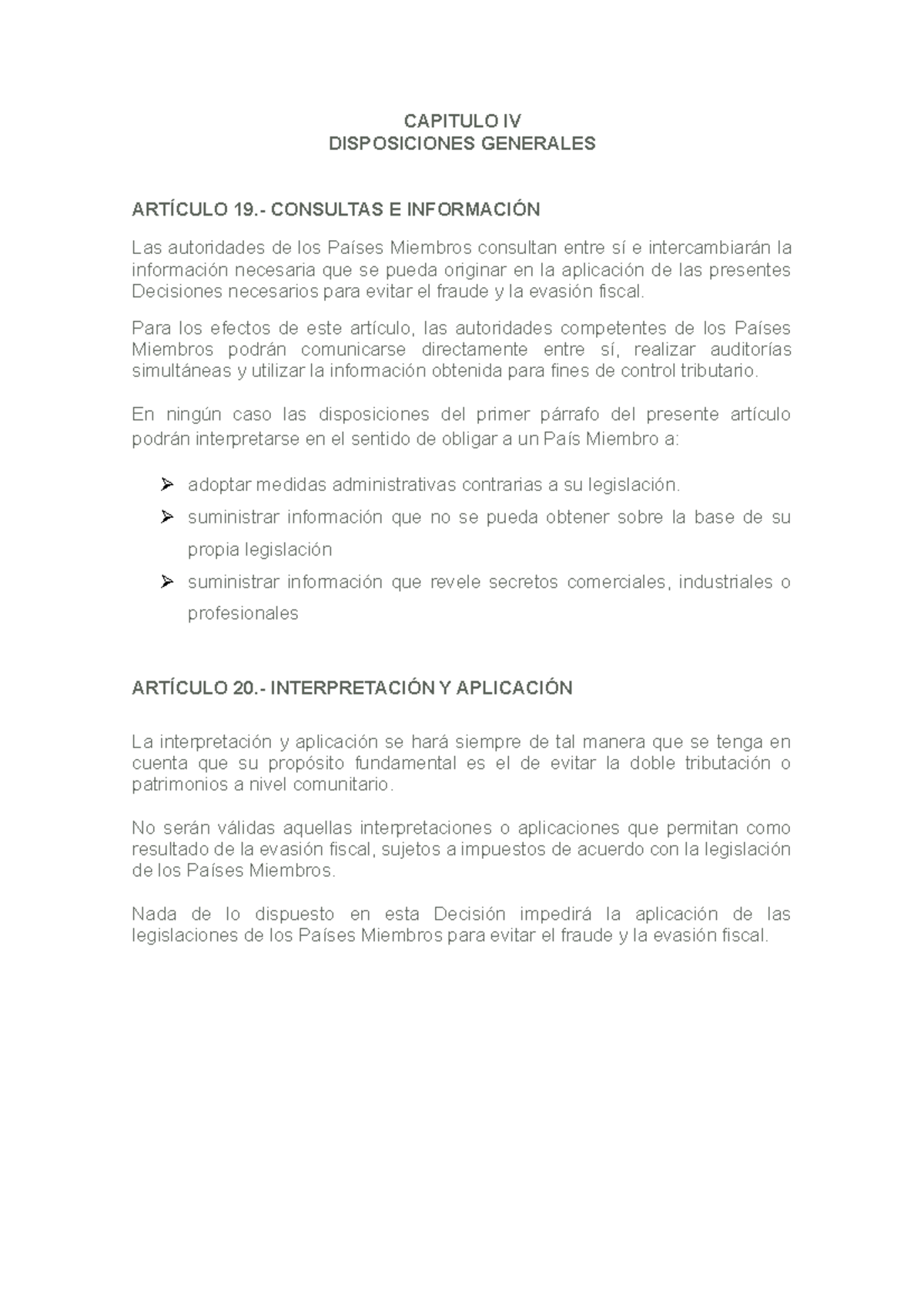 Disposiciones Generales - CAPITULO IV DISPOSICIONES GENERALES ARTÍCULO ...