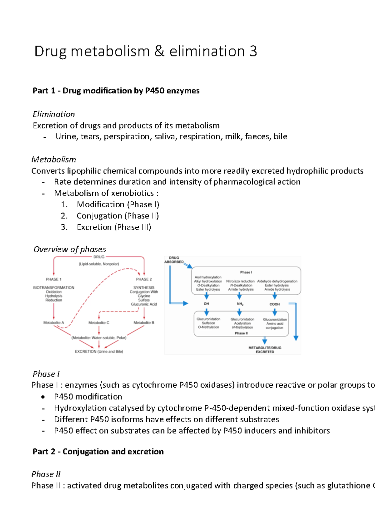 Drug metabolism & elimination 3 - Part 1 - Drug modification by P450 ...
