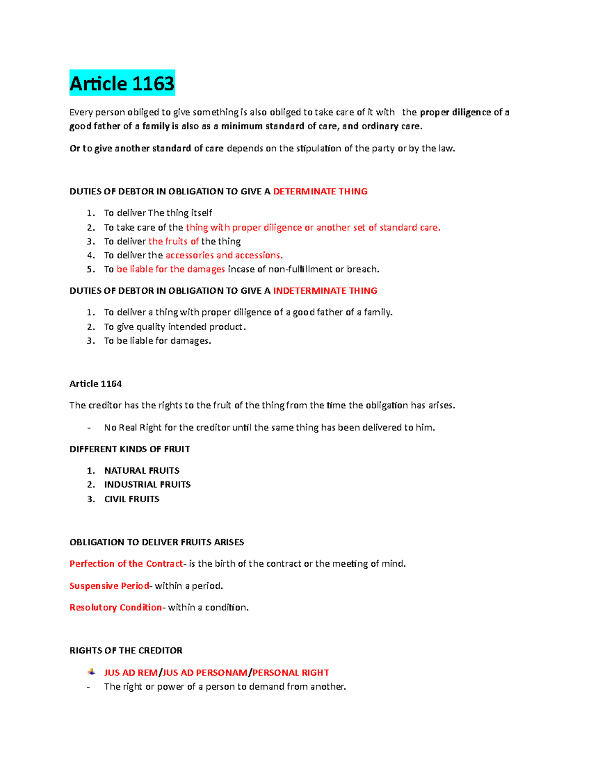 Chapter 2 Nature AND Effects OF Obligations - Article 1163 Every person ...