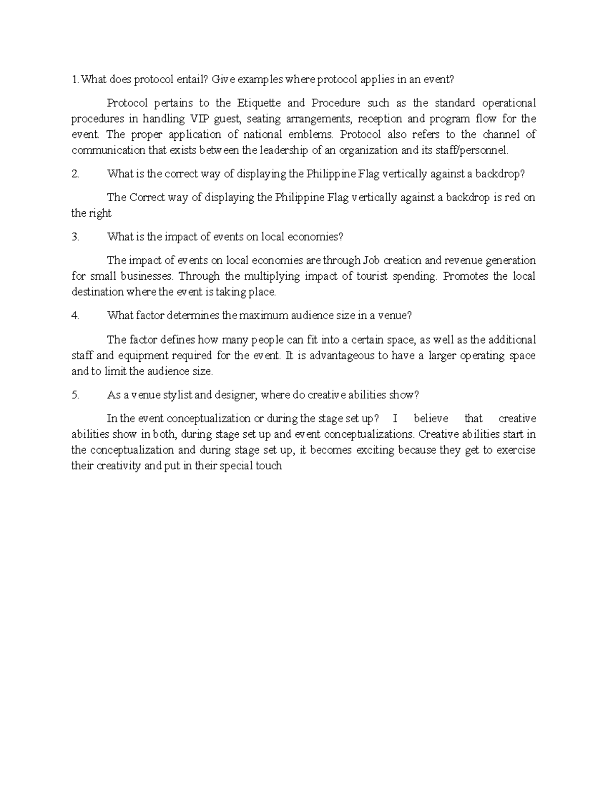 Events management 3 - 1 does protocol entail? Give examples where ...