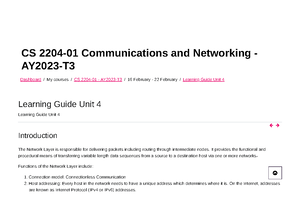 Learning Guide Unit 4 Reading Assignment - CS 2204-01 Communications and Networking - AY2023-T ...