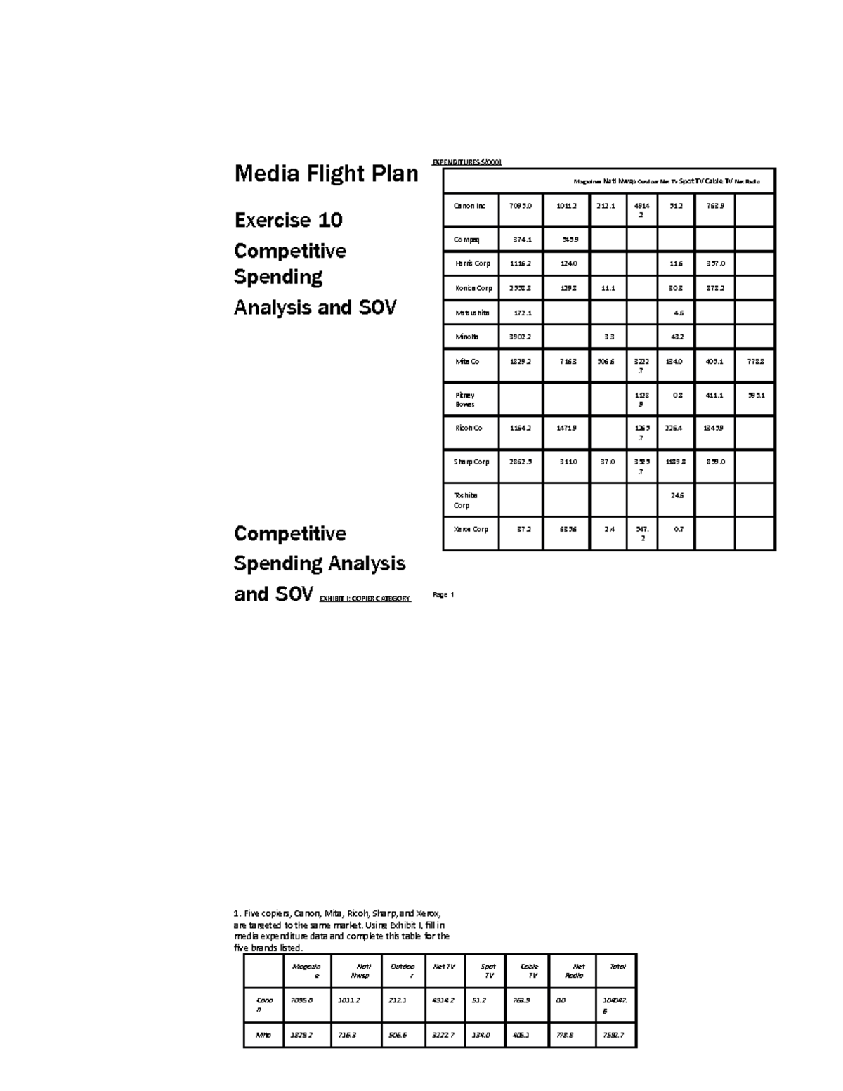 Copy of MFP Ex 10 - Media planning homework - Media Flight Plan ...