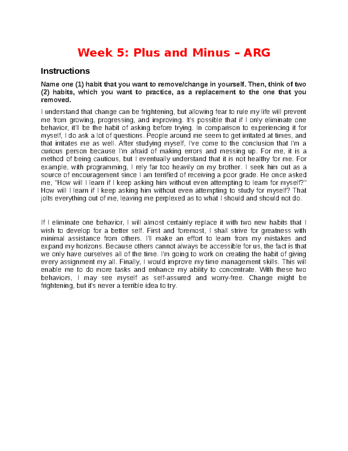 Week 5 Plus and Minus ARG - Week 5: Plus and Minus – ARG Instructions ...