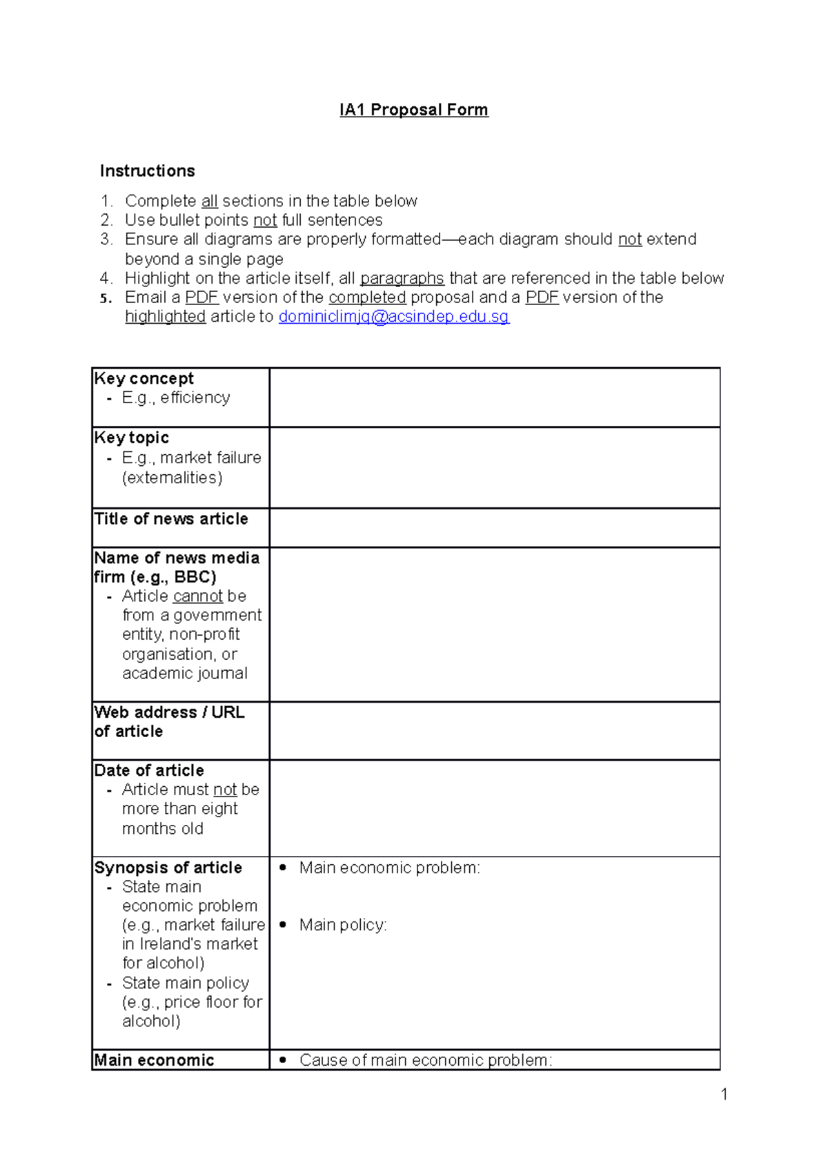 IA Proposal Form - IA1 Proposal Form Instructions Complete all sections ...