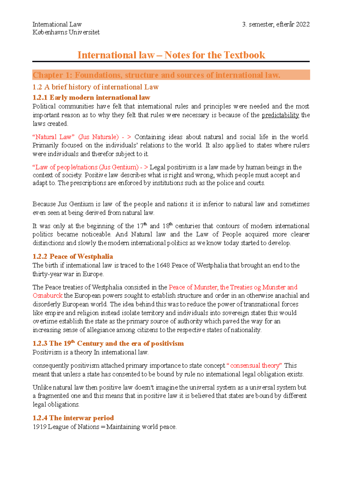 International law noter - Københavns Universitet International law ...