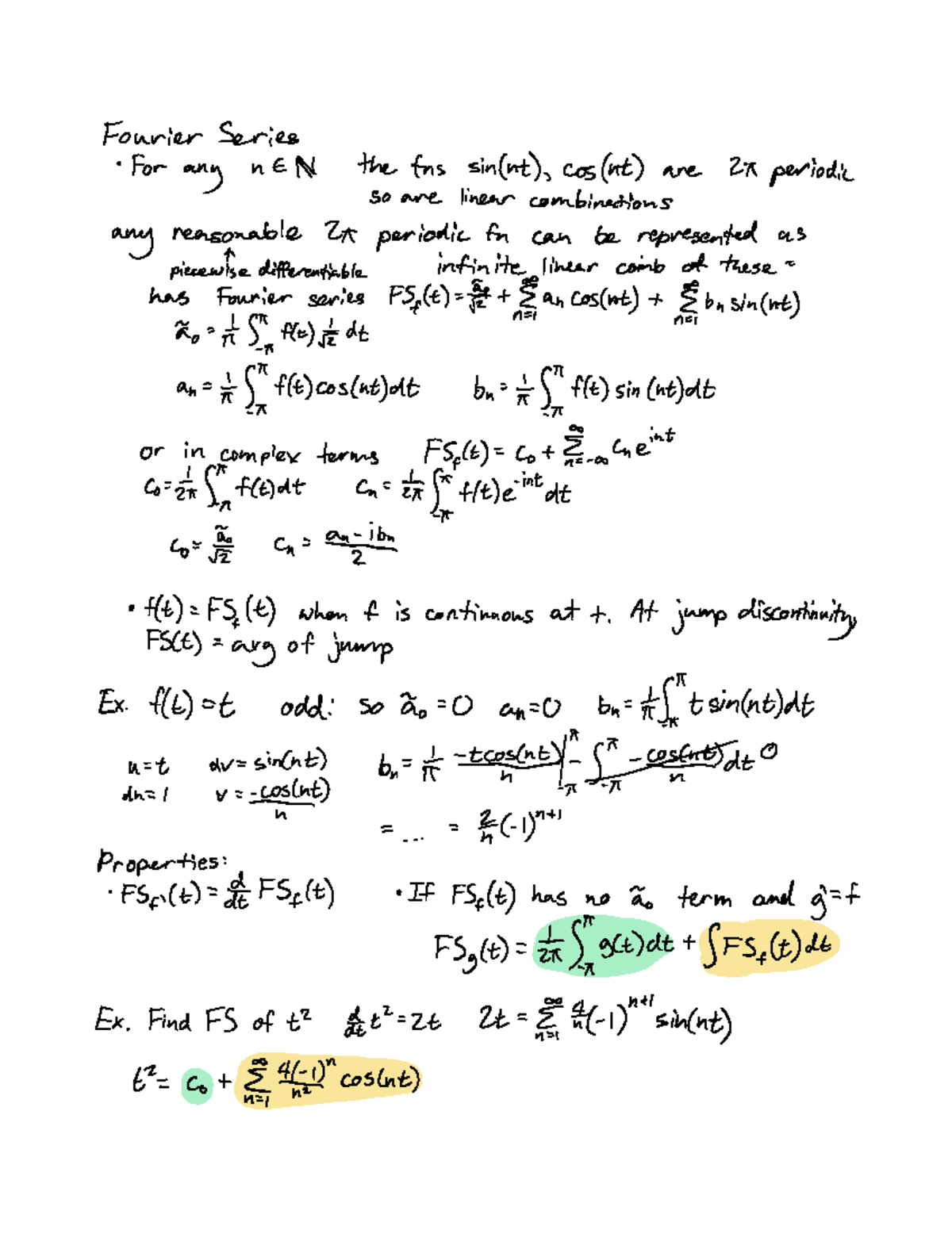Midterm 2 review Lec - Includes the fundamentals of finding fourier series and how to find a ...
