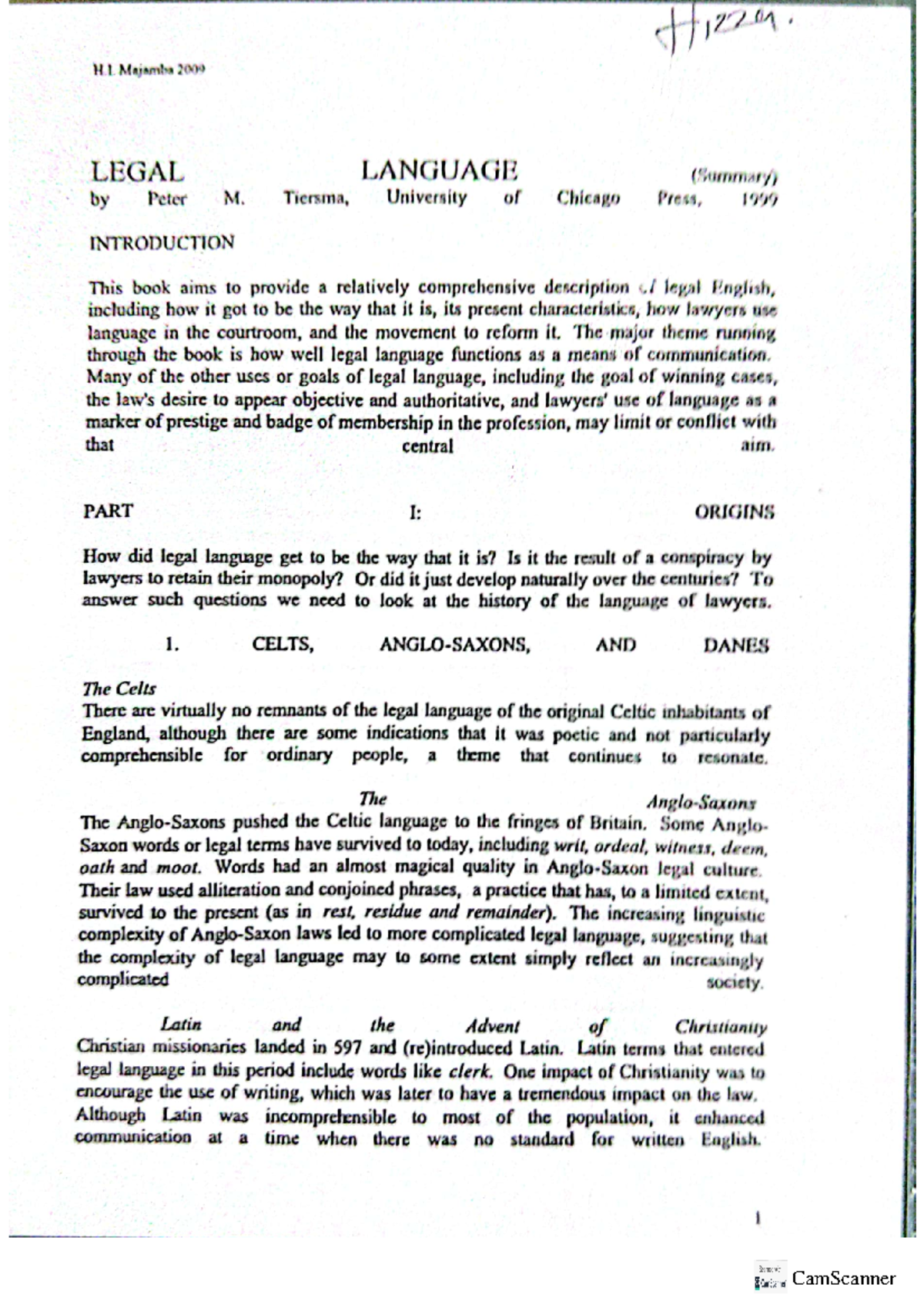 History of legal language - Hizzan. H. Majamba 2009 LEGAL LANGUAGE ...