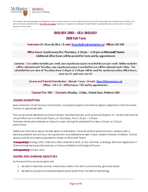 Bio 2B03 F2022 Course outline - We recognize and acknowledge that ...