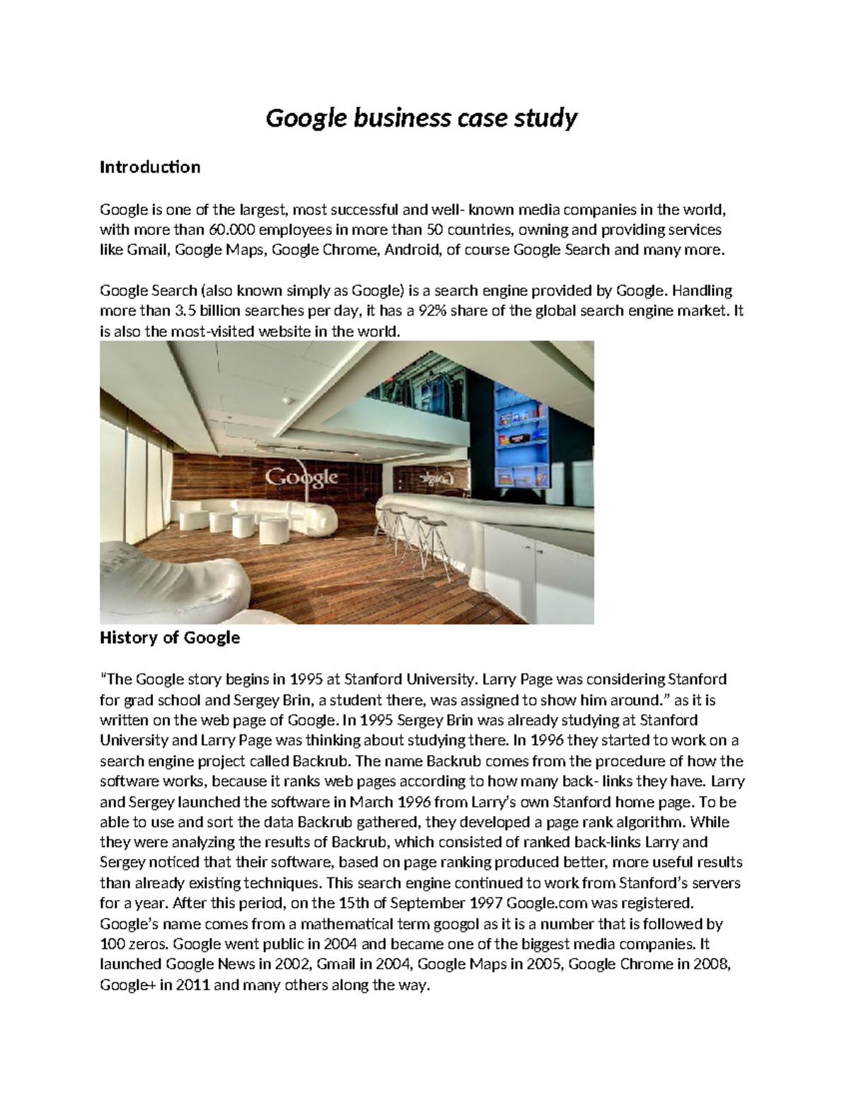 Google business case study - Google business case study Introduction ...