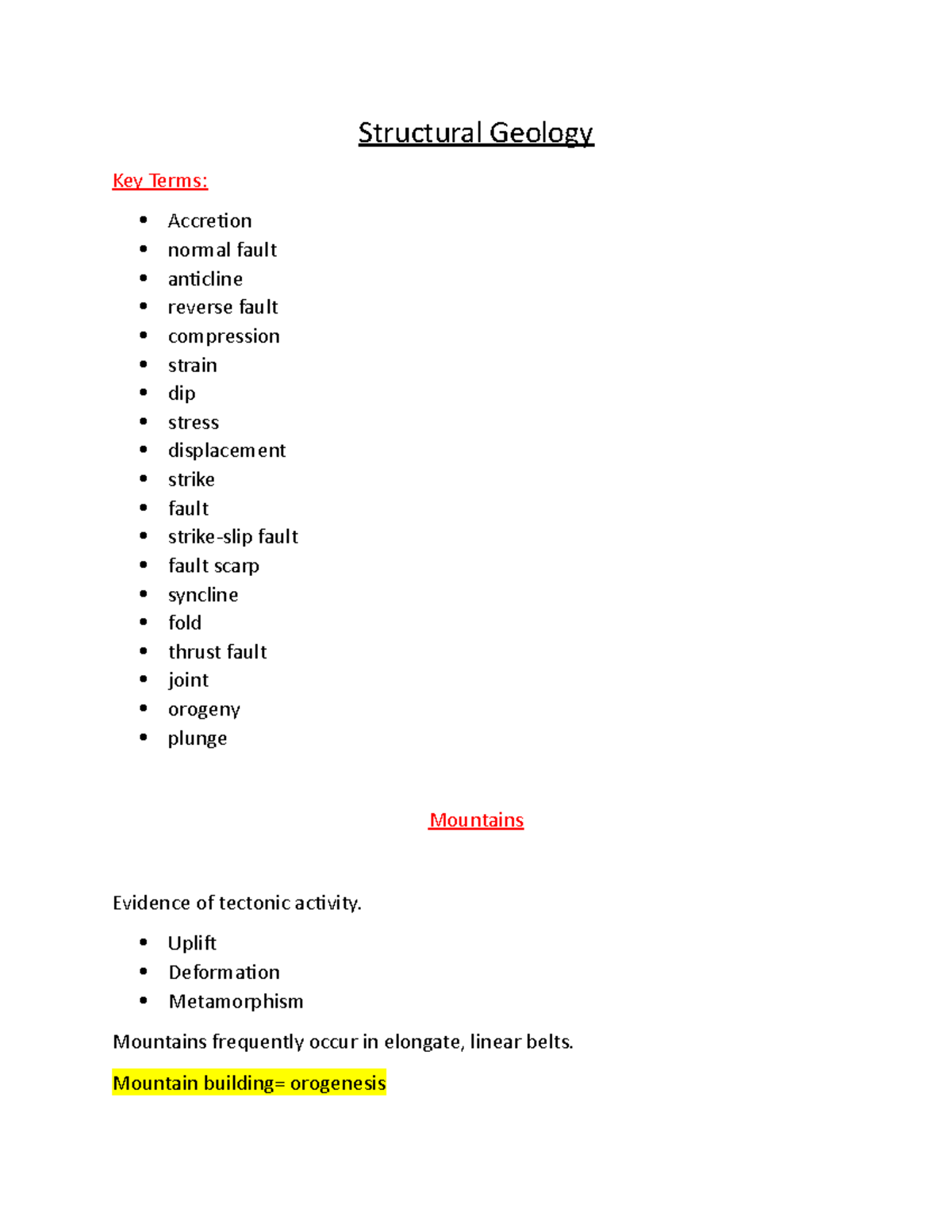 Structural geology - These notes explain the formation of mountains ...