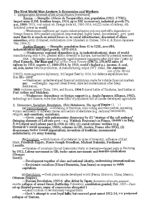 WWI lecture 4 - Notes - The First World War: Lecture 4: Cultural ...