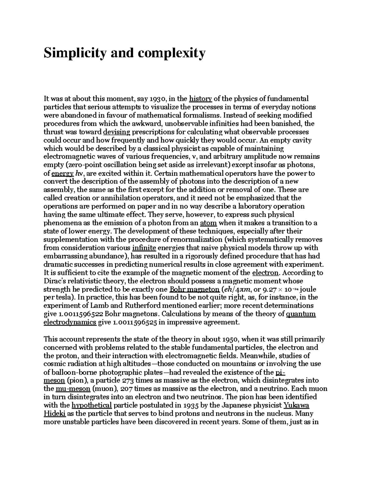 Simplicity and complexit 1 - Simplicity and complexity It was at about ...