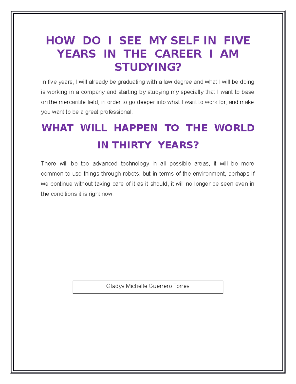 HOW DO I SEE MY SELF IN FIVE Years IN THE Career I AM Studying - HOW DO ...