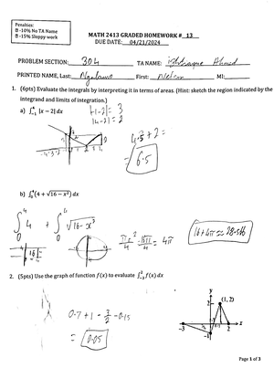 MATH 2413 EXAM 1 - MATH 2413 - Studocu