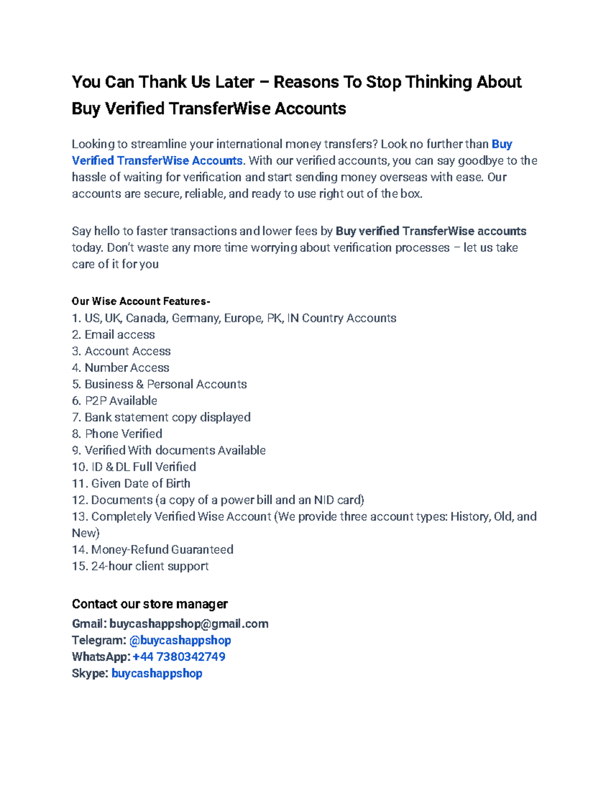 Buy Verified Transfer Wise Accounts - With our verified accounts, you ...
