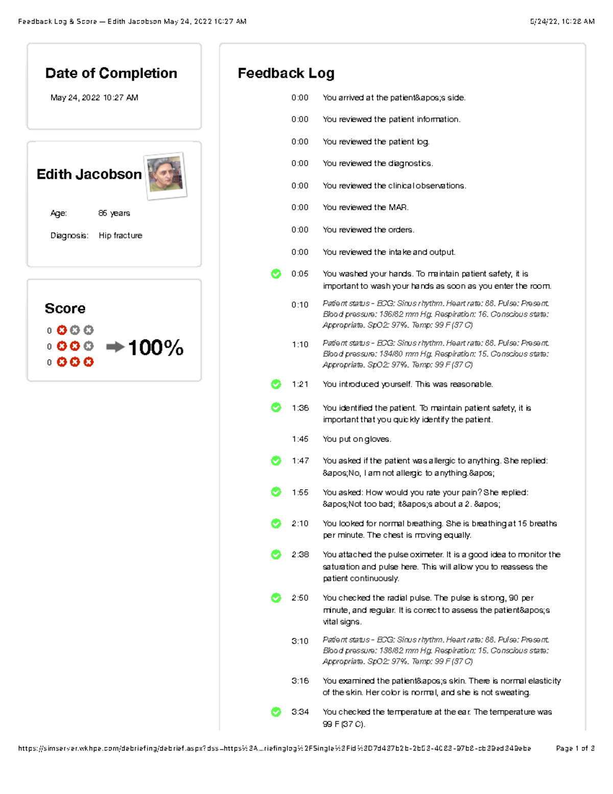 Feedback Log & Score — Edith Jacobson May 24, 2022 10:27 AM - 2022 10: ...